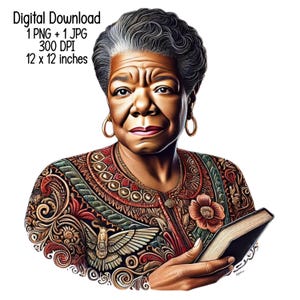 Maya Angelou Iconic Woman Illustration - Digital Download, PNG, JPG - Etsy