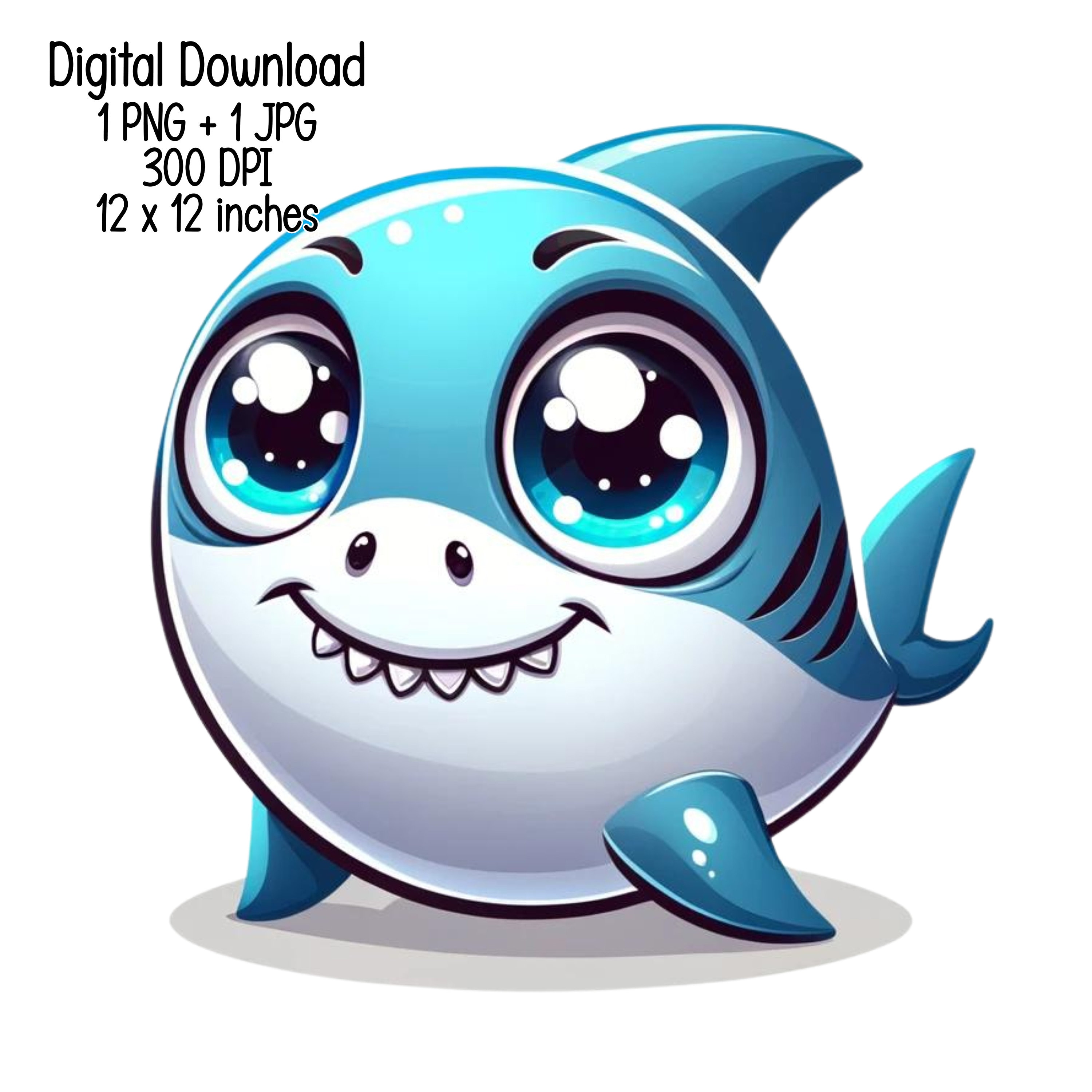 Shark Cute Children Clipart Illustration Sea Animals Commercial Use ...