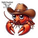 Texan Crayfish Wearing a Cowboy Hat Watercolor Clipart Commercial Use ...