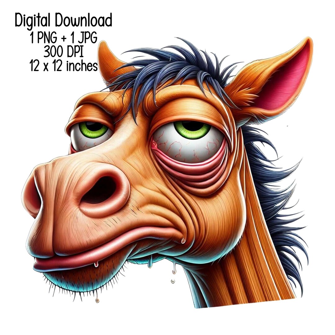 Tired as a Horse Clipart Illustration - Digital Download Sublimation ...
