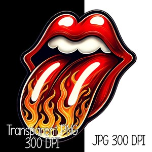 Flaming Lips PNG, Fire Tongue Sublimation Design, Rock and Roll Digital ...