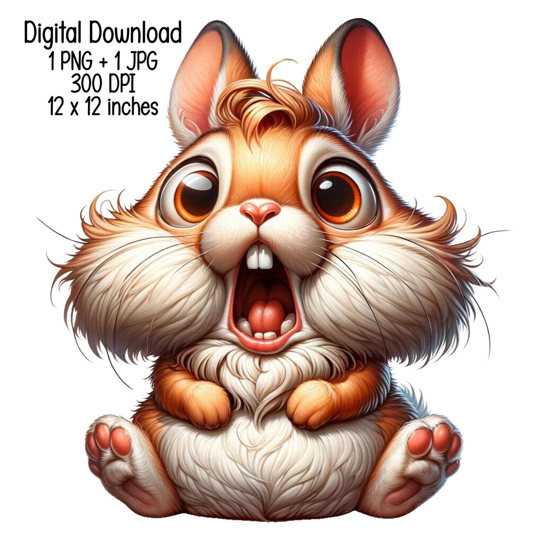 Surprised Bunny Illustration | Digital Download | Clipart PNG JPG - Etsy