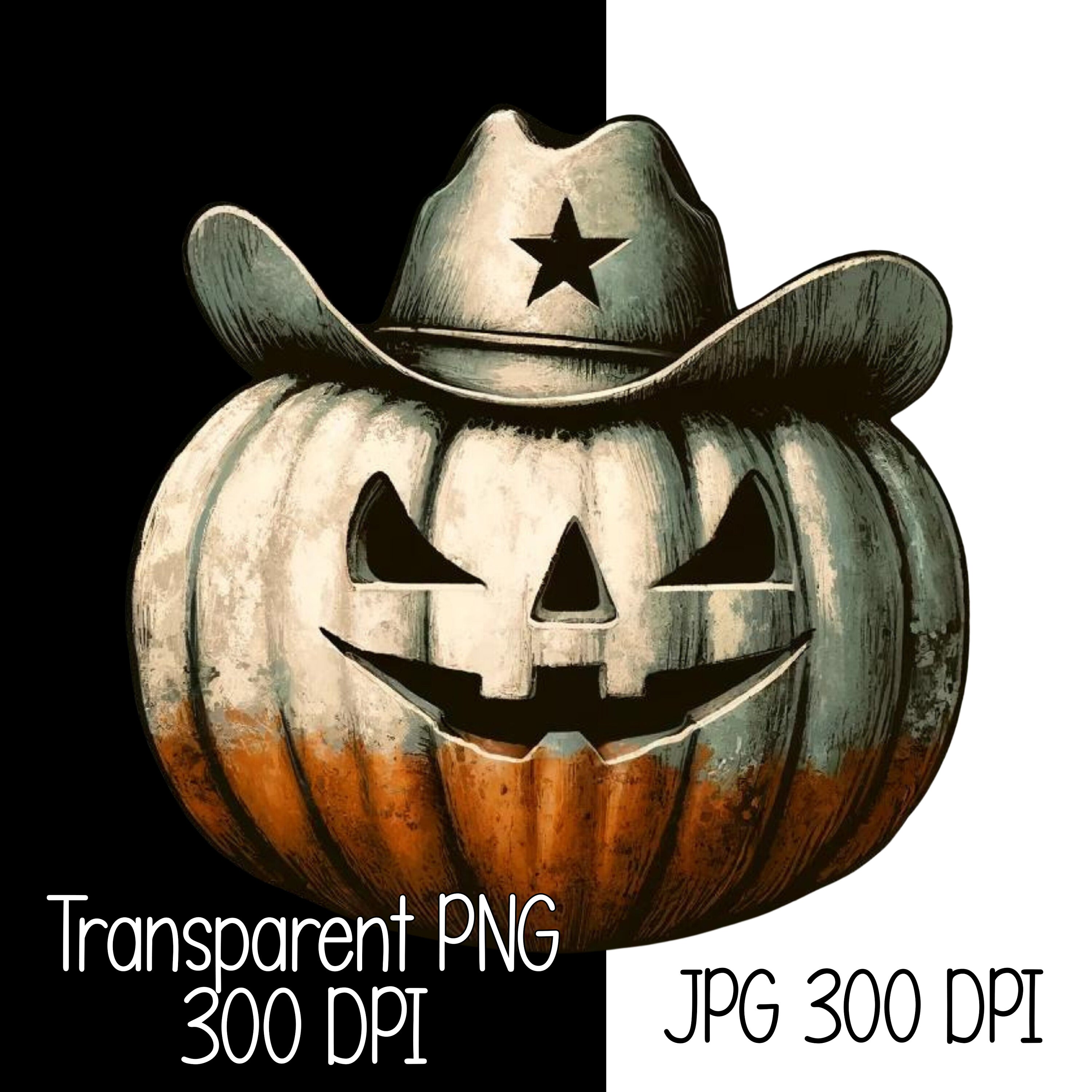 Texas Pumpkin With Cowboy Hat Transparent PNG JPG Humorous Vintage Feel ...