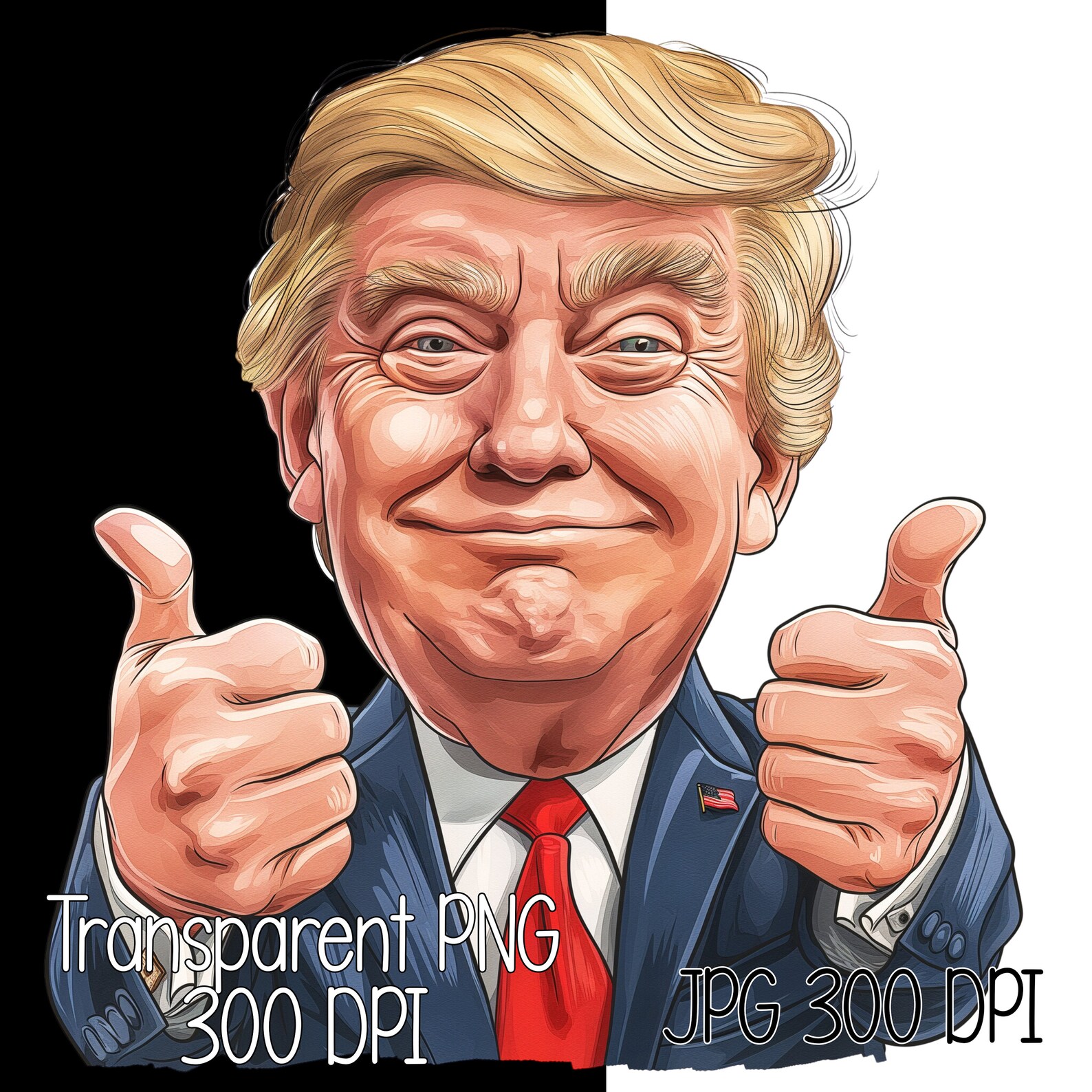 2 Humorous Trump Thumbs up Transparent Digital Download Humorous Trump ...