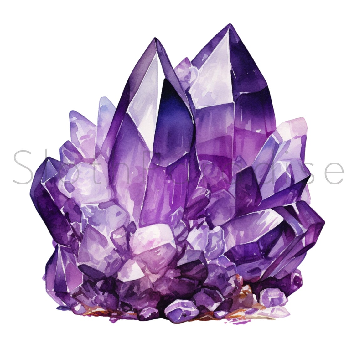 18 PNG Amethyst Crystal Transparent Watercolor Clipart Digital Download ...