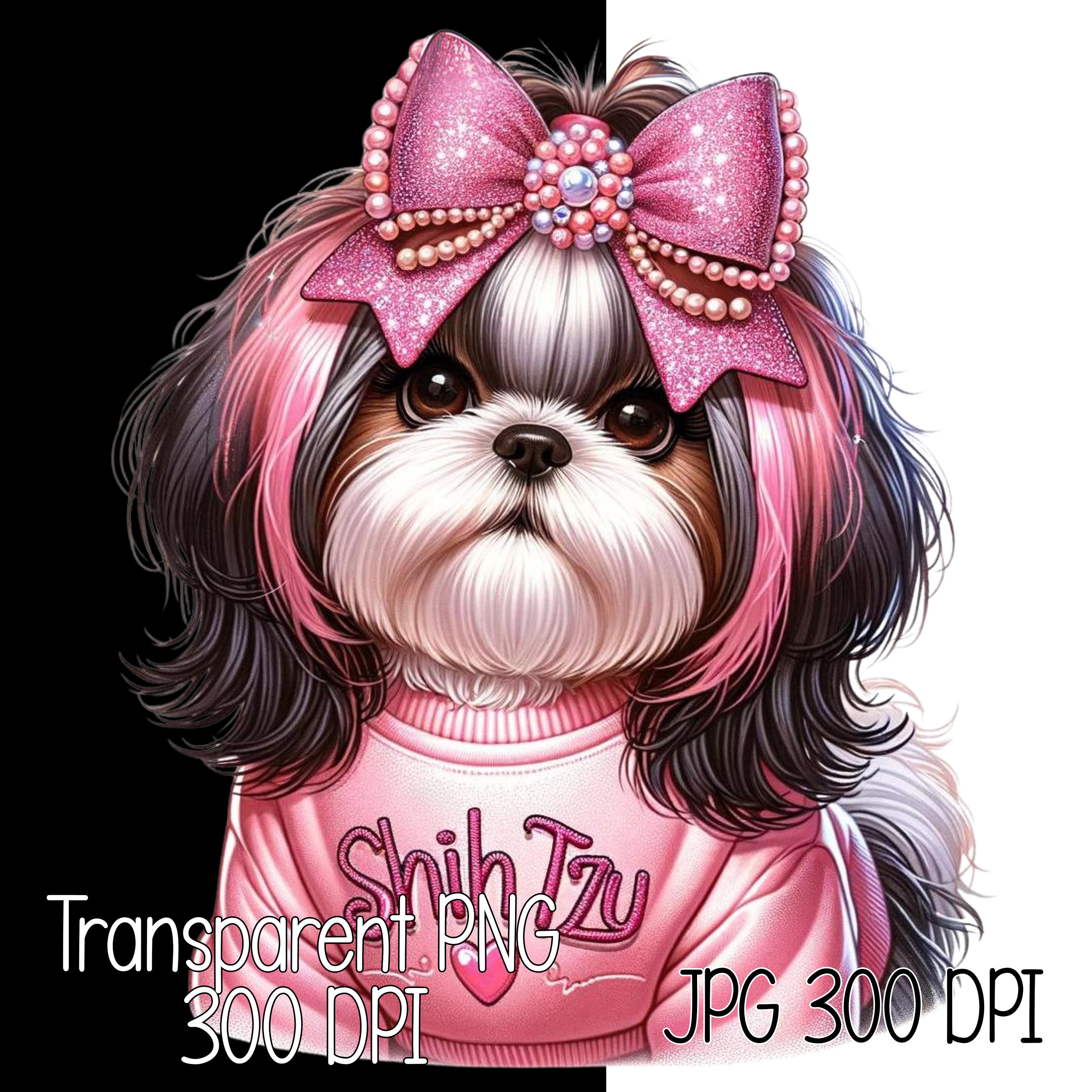 Cute Shih Tzu Digital Download Adorable Dog Illustration Clipart ...