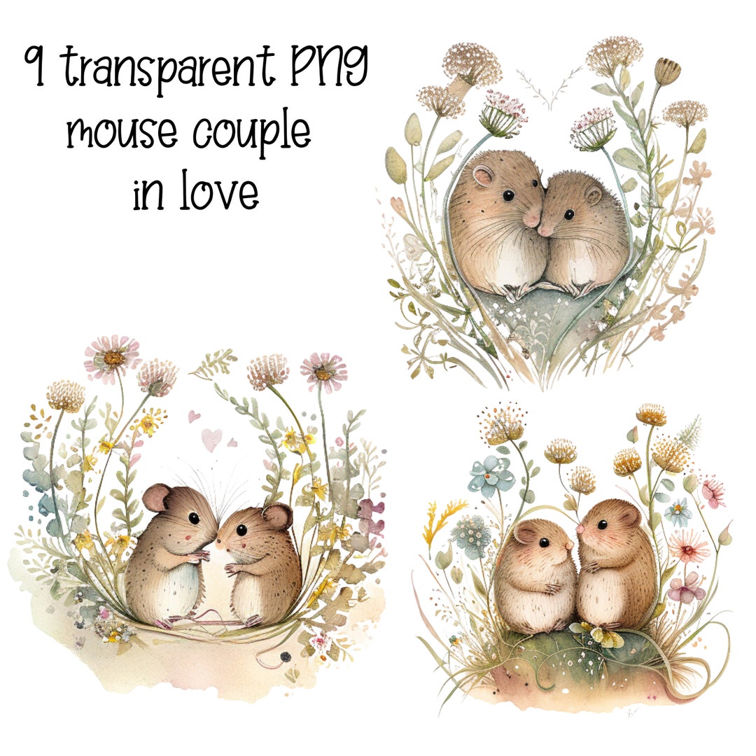 9 PNG Mouse Couple in Love Transparent Clipart Digital Download ...