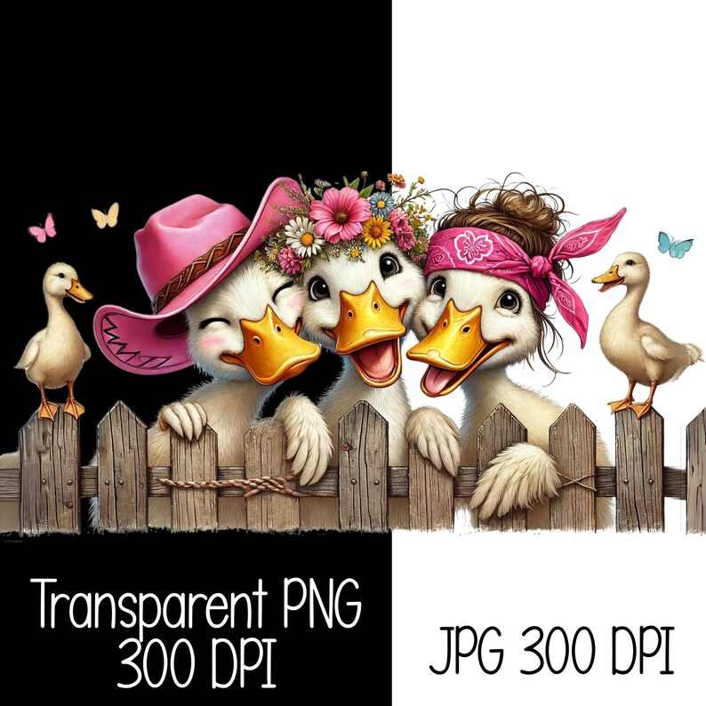 Cute Ducks Girls Besties Clipart Illustration - Funny Ducks Digital ...