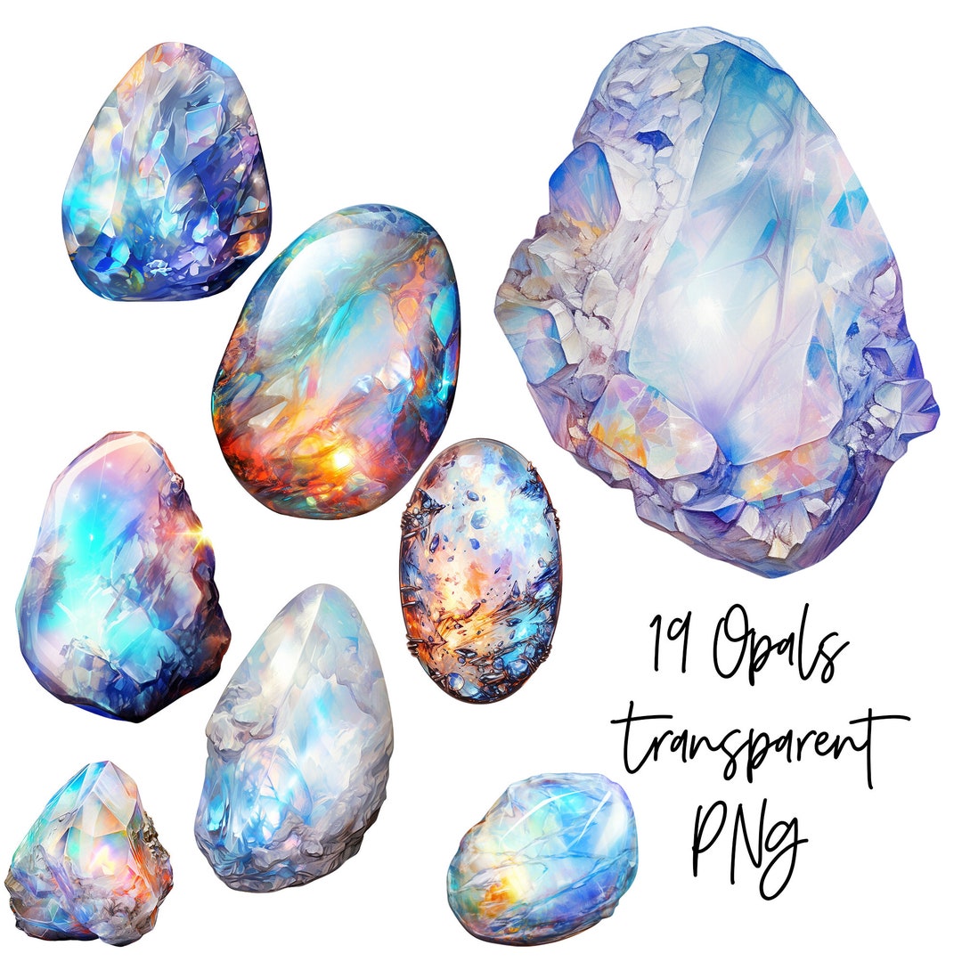 19 PNG Opal Crystal Transparent Watercolor Clipart Digital Download ...