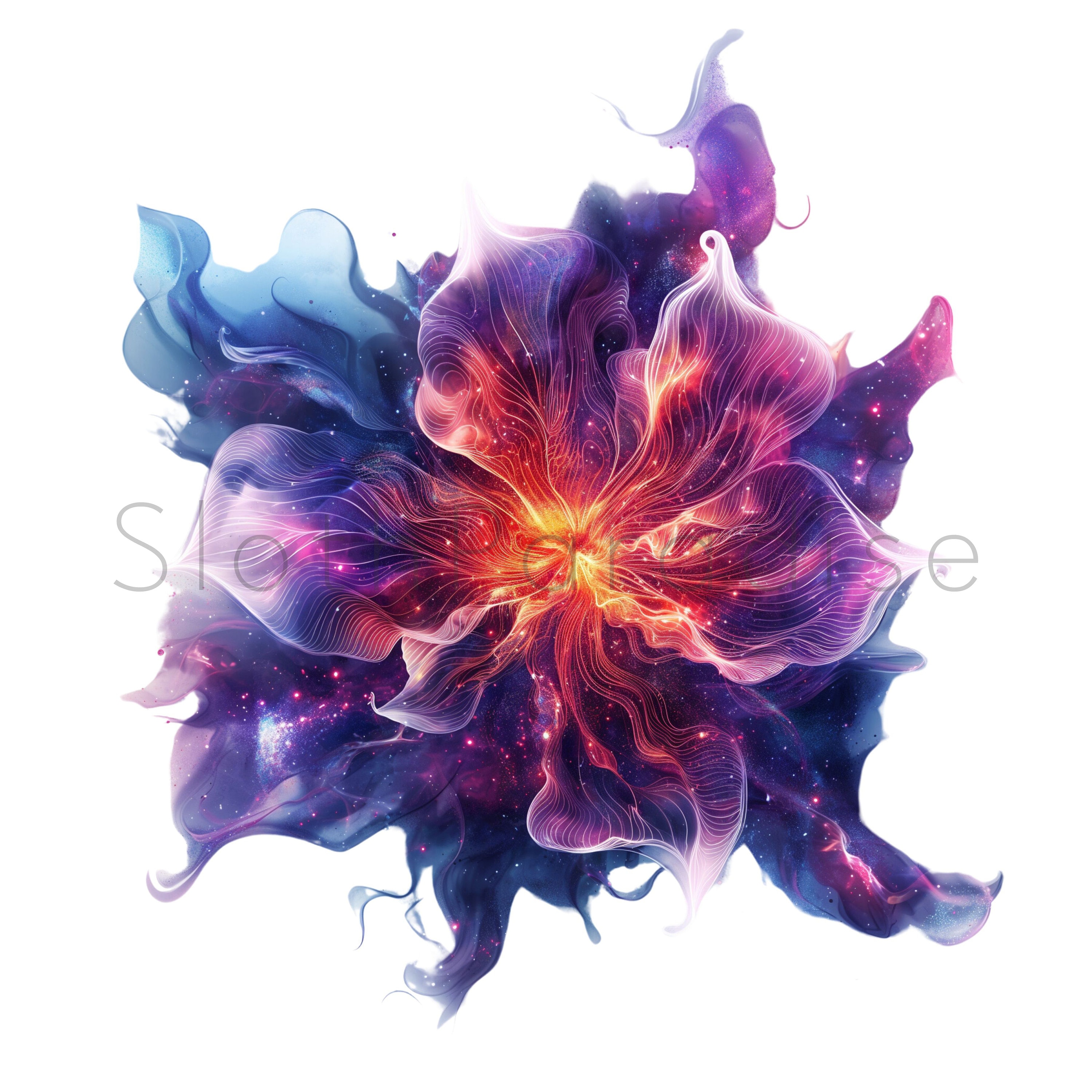 10 Abstract Galaxy Flower Clipart | Cosmos Blue Floral Print ...