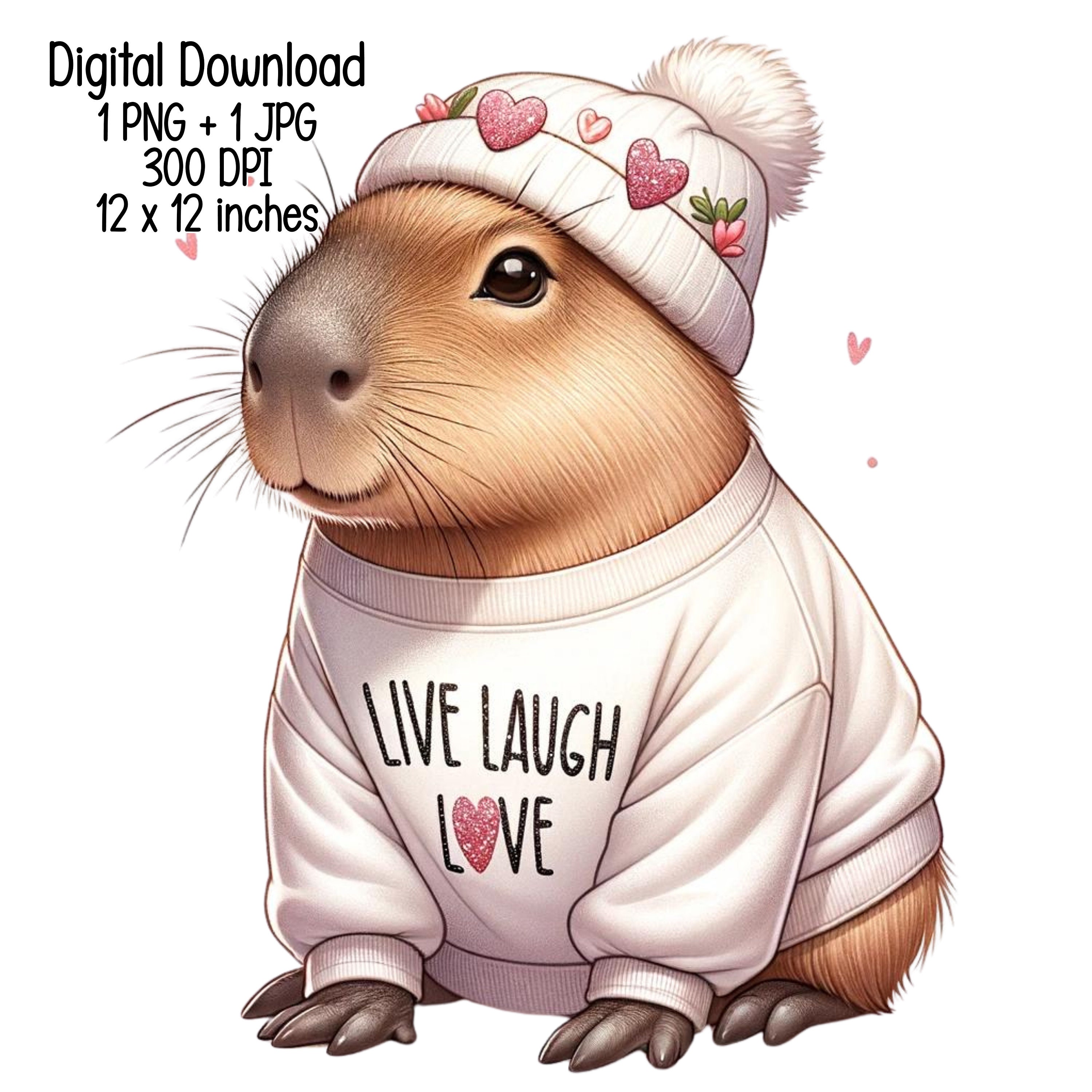 Live Laugh Love Capybara Digital Download Cute Illustration Clipart ...