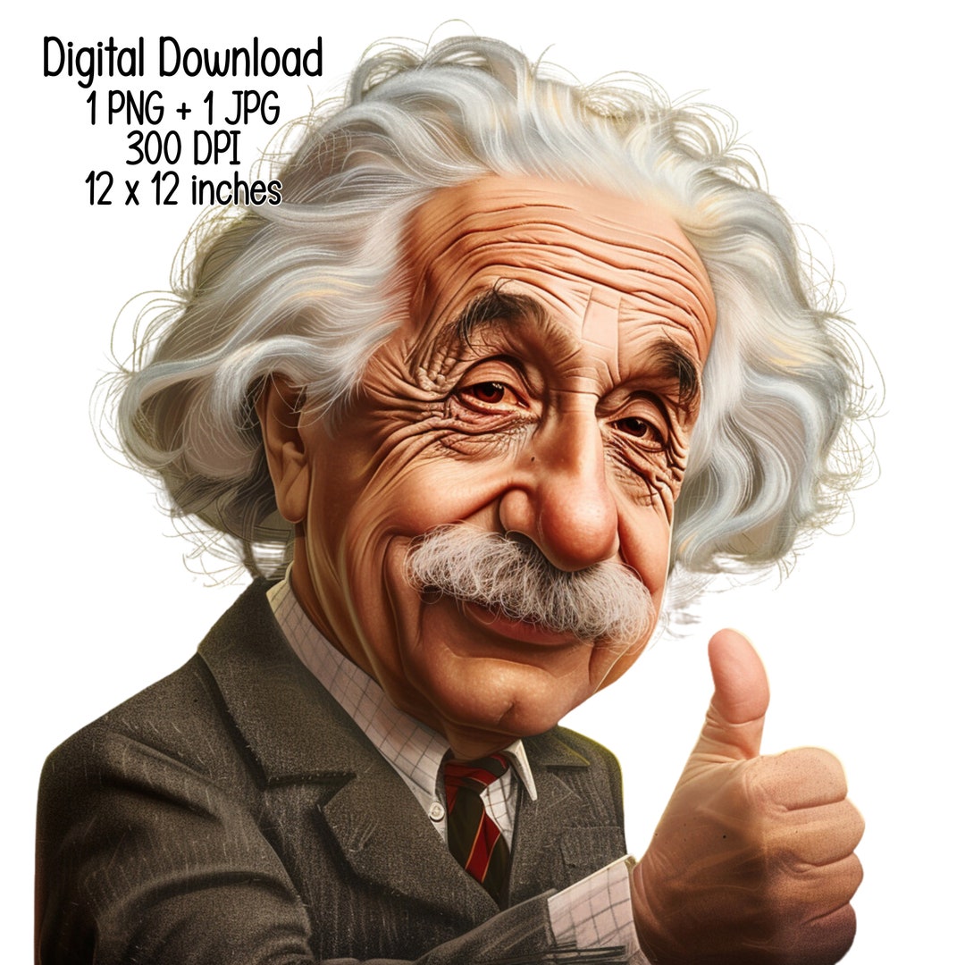 Humorous Einstein Funny Thumbs up Transparent Digital Download Science ...