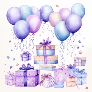 20 JPG Birthday Party Theme Pastel Watercolor Digital Download ...