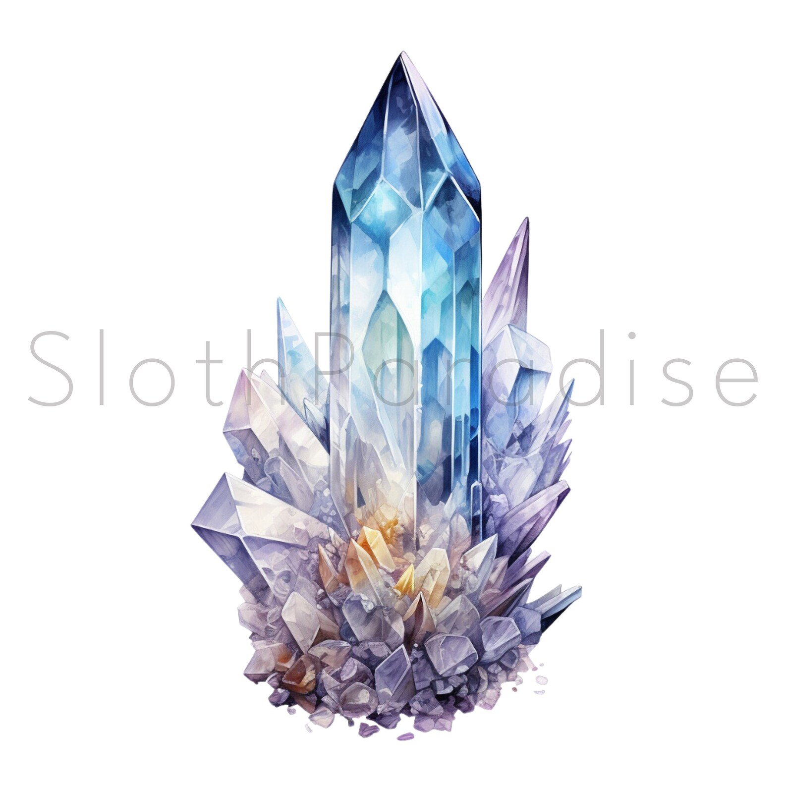 14 PNG Fluorite Crystal Transparent Watercolor Clipart Digital Download ...