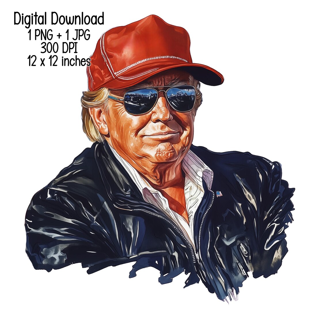 Trump in Baseball Cap Digital Download Illustration, Cool Trump PNG - Etsy
