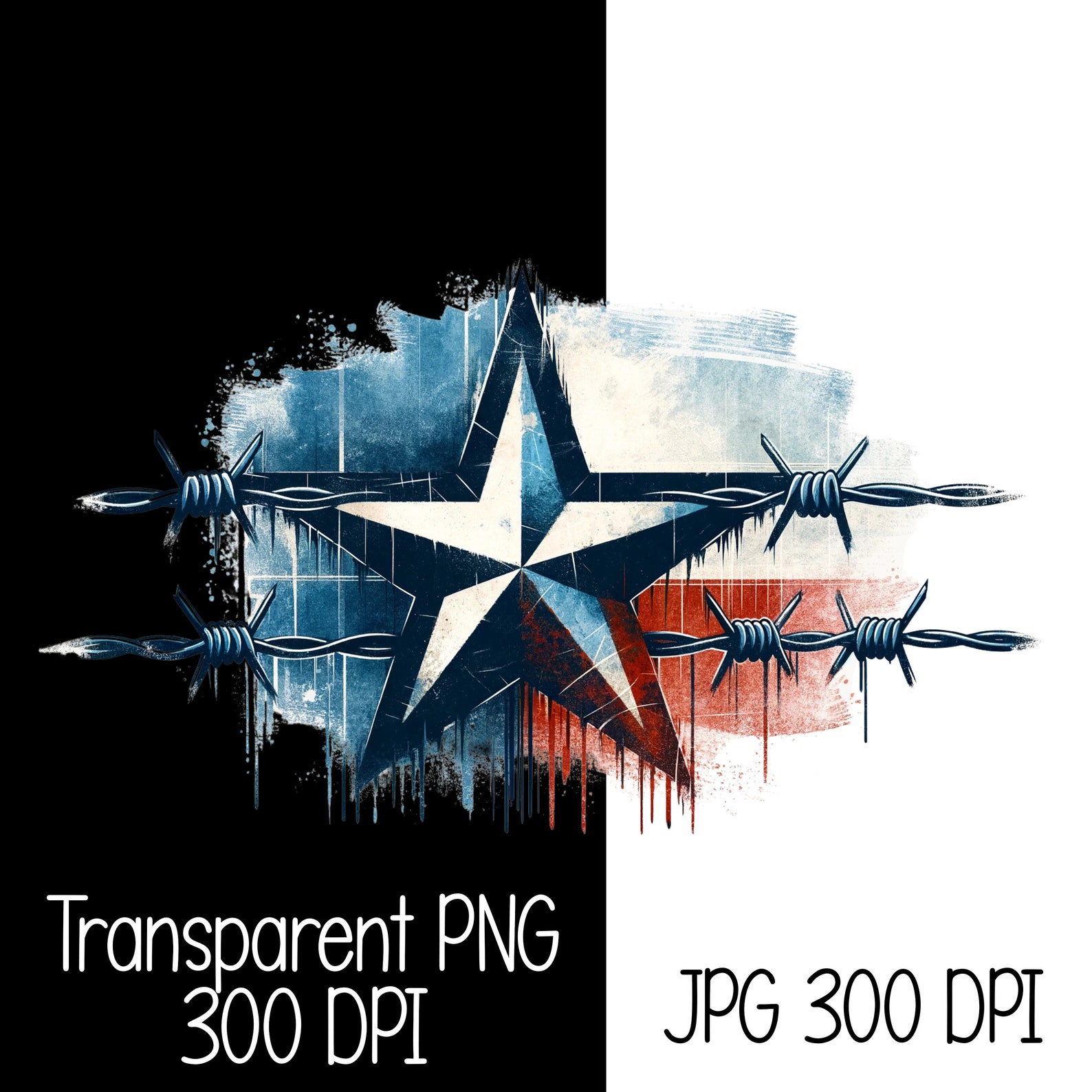 Texas Flag, Lone Star, Border Fence Digital Download, TX, Illustration ...