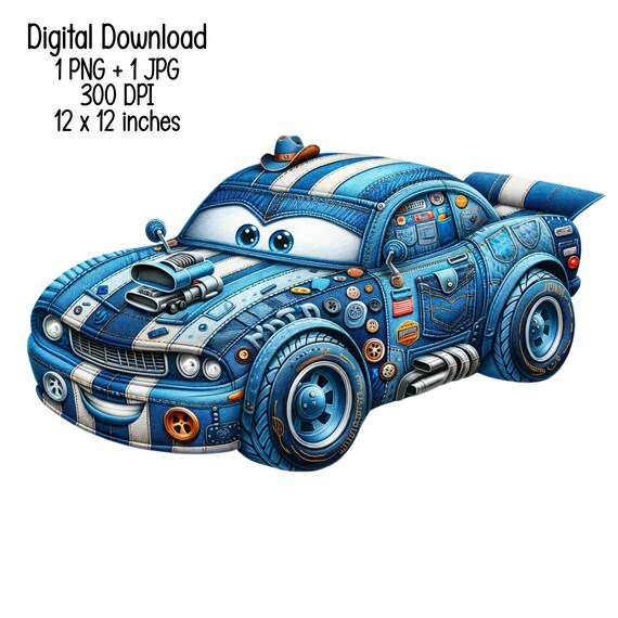 Blaues Rennauto Clipart Retro Blaues Auto Der Karikatur Lokalisiert