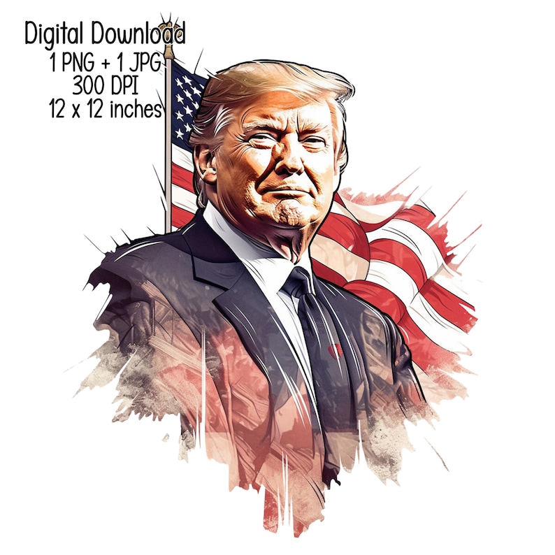 Trump Digital Download Clipart Illustration Patriotic Trump USA Flag T ...