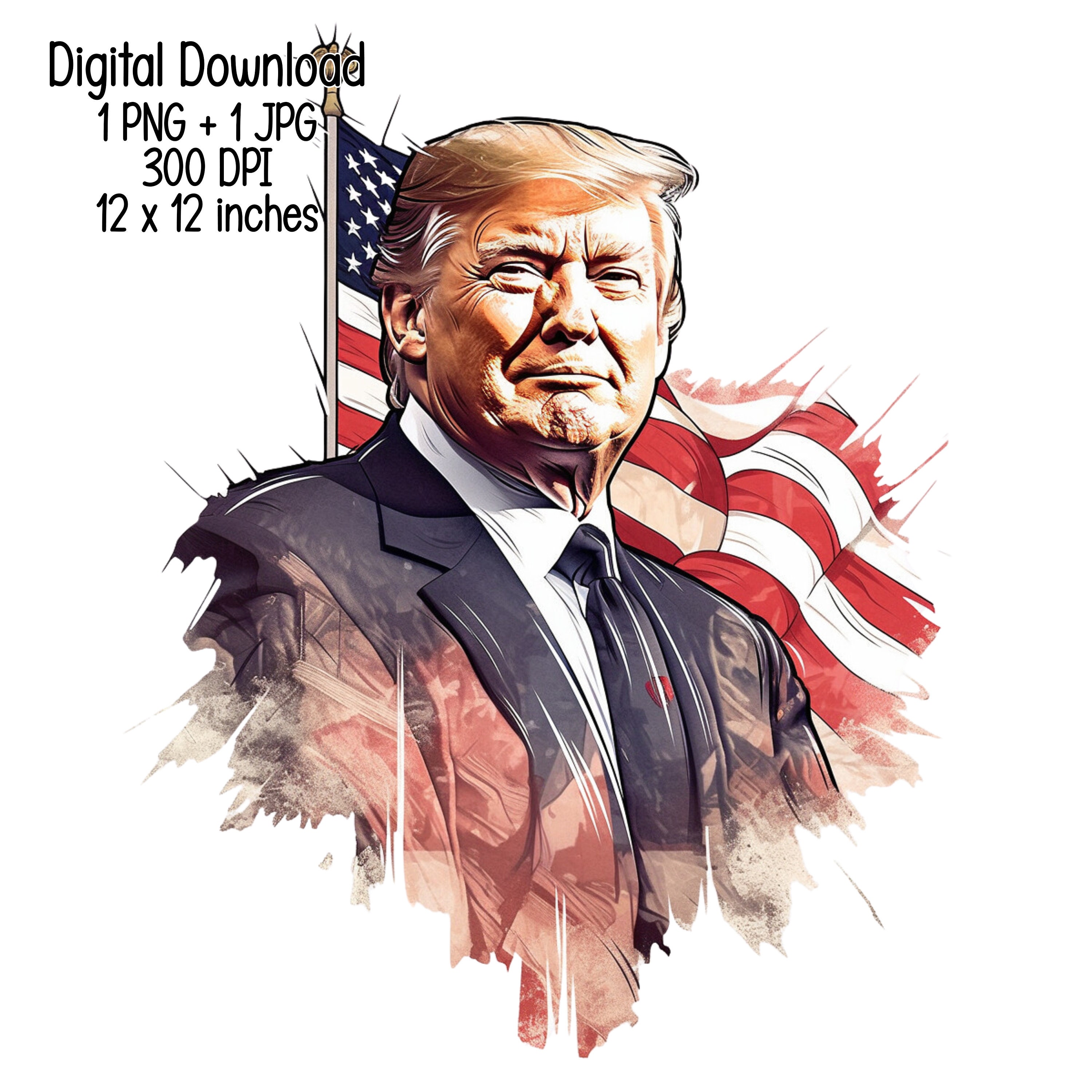 Trump Digital Download Clipart Illustration Patriotic Trump USA Flag T ...