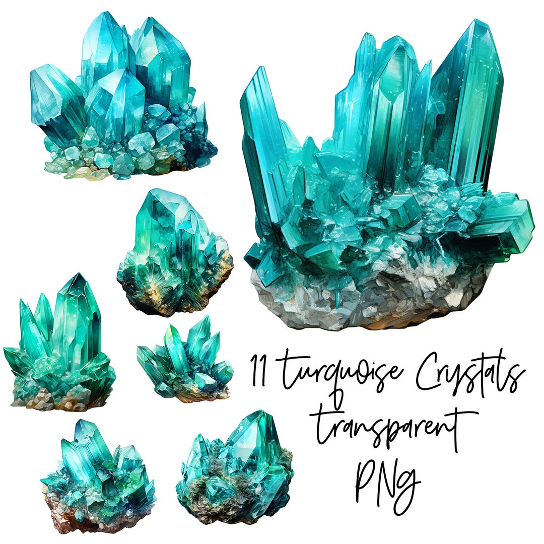 11 PNG Turquoise Crystal Transparent Watercolor Clipart Digital ...