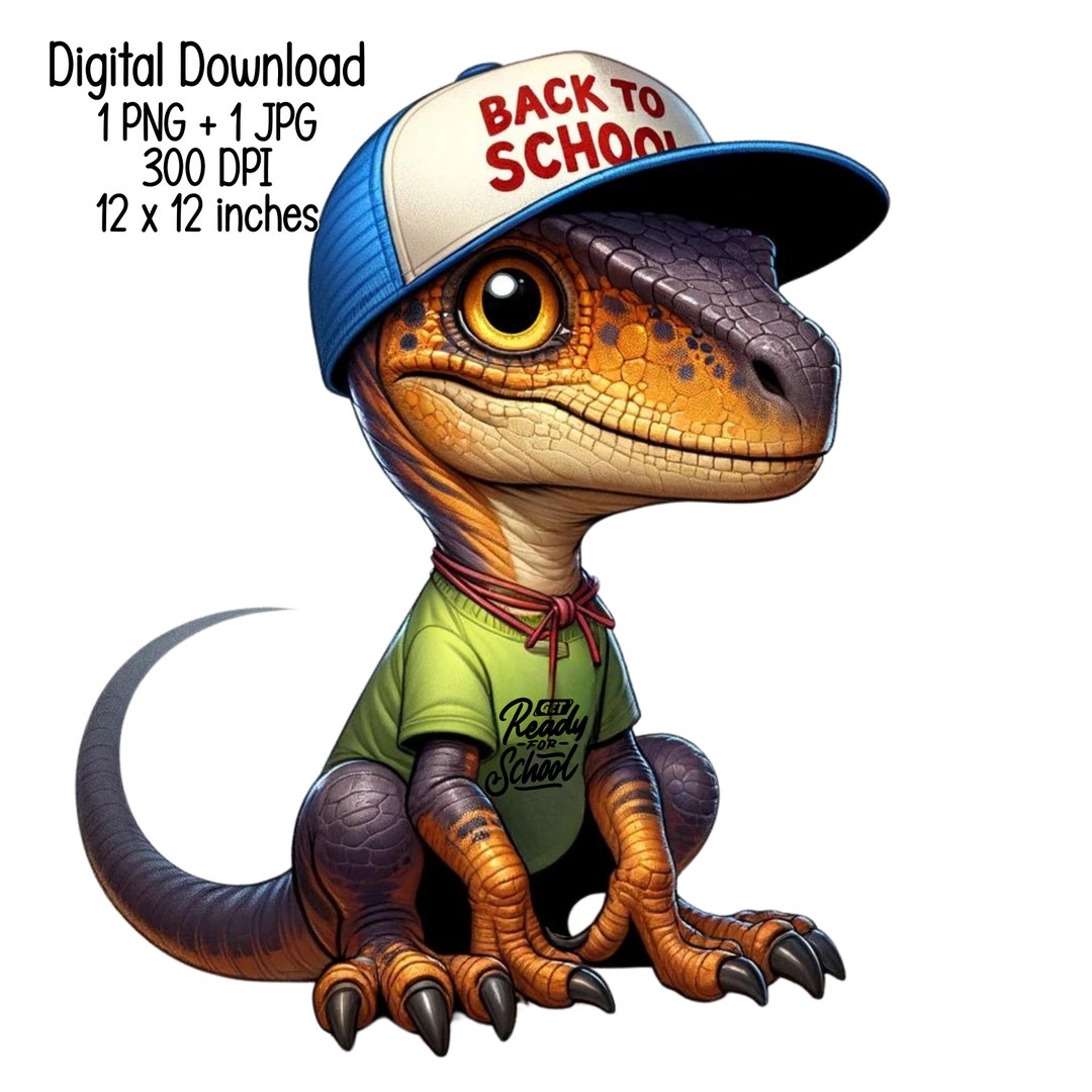 Dino Back to School Clipart Illustration Velociraptor Commercial Use ...
