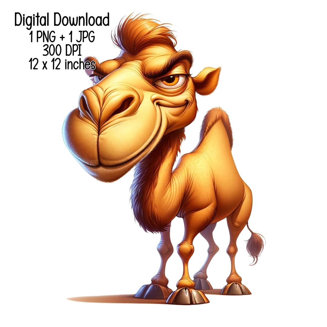 Mischievous Funny Camel Digital Download Cartoon Illustration Clipart ...