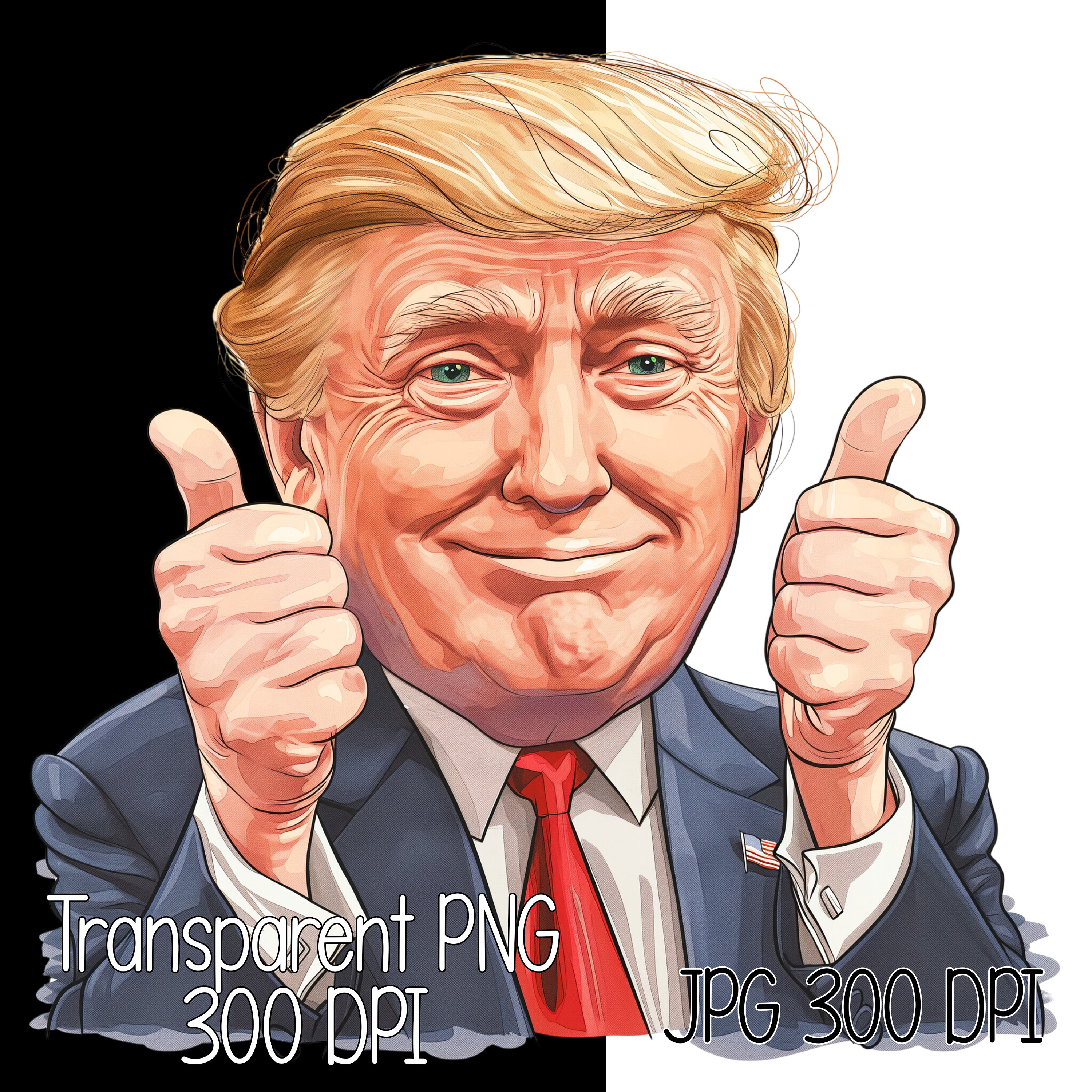 2 Humorous Trump Thumbs up Transparent Digital Download Humorous Trump ...