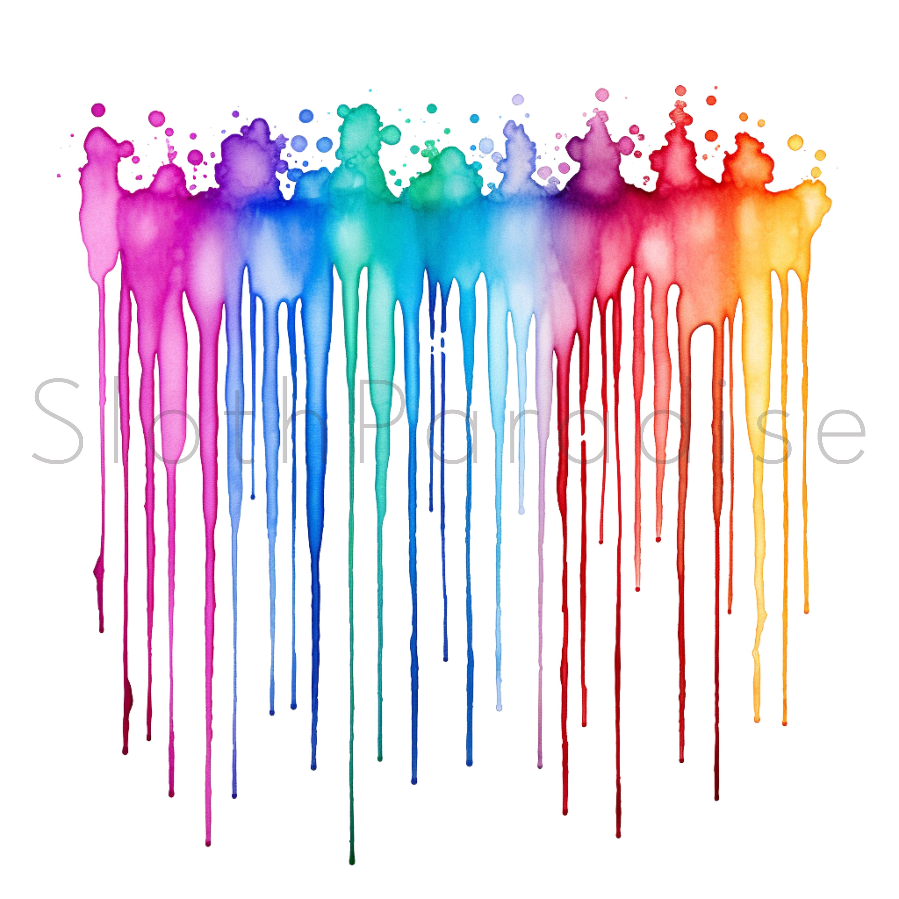 16 PNG Watercolor Rainbow Color Drips Transparent Watercolor Clipart ...