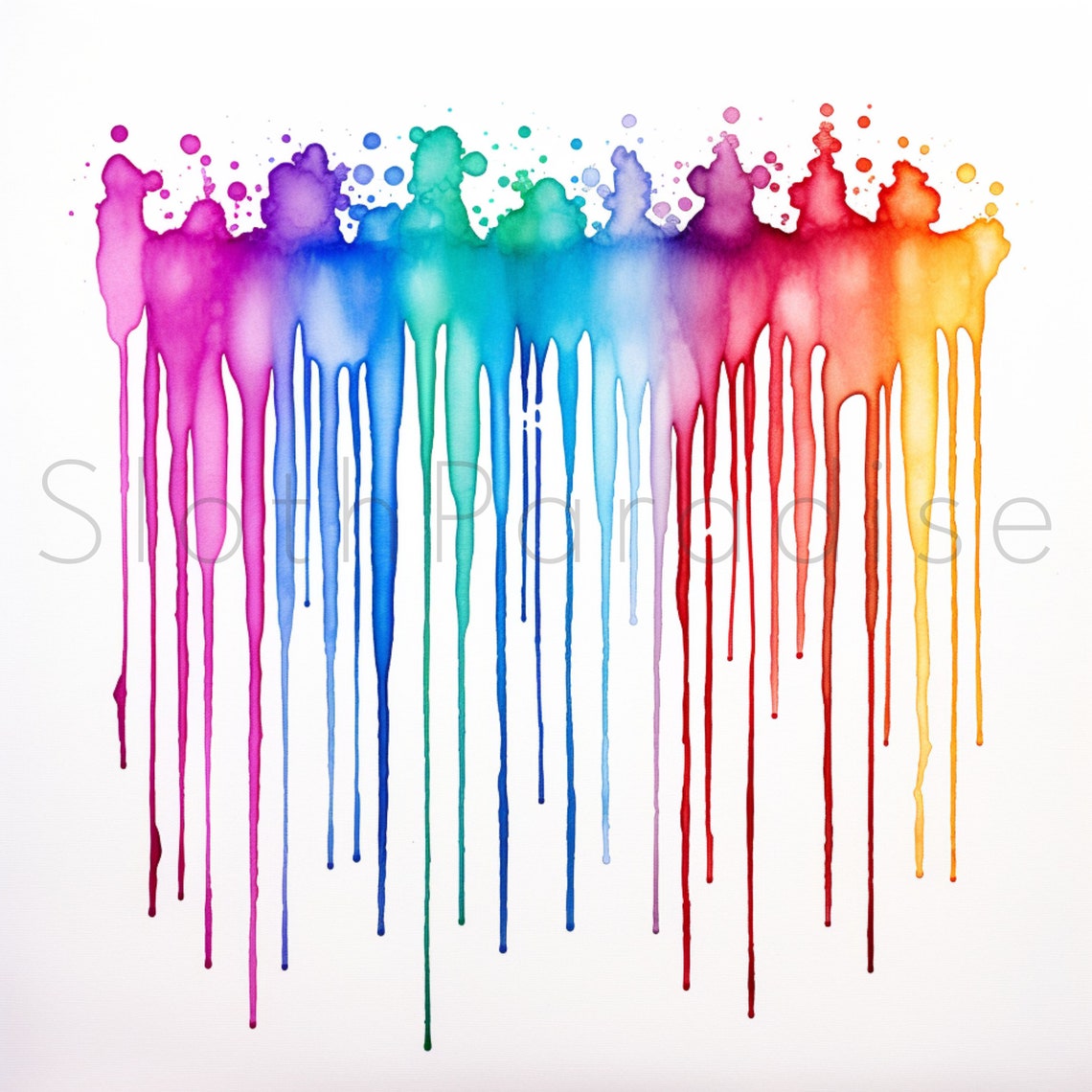 18 JPG Watercolor Rainbow Color Drips Digital Download Commercial Use ...