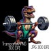 Cartoonish Dinosaur Weight Lifter Illustration Digital Download Clipart ...