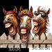 Crazy Funny Horses Clipart Illustration Humorous Horse Digital Download ...