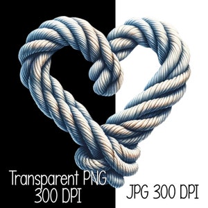 Marine Rope Heart Nautical Love Sea Watercolor Clipart Commercial Use ...