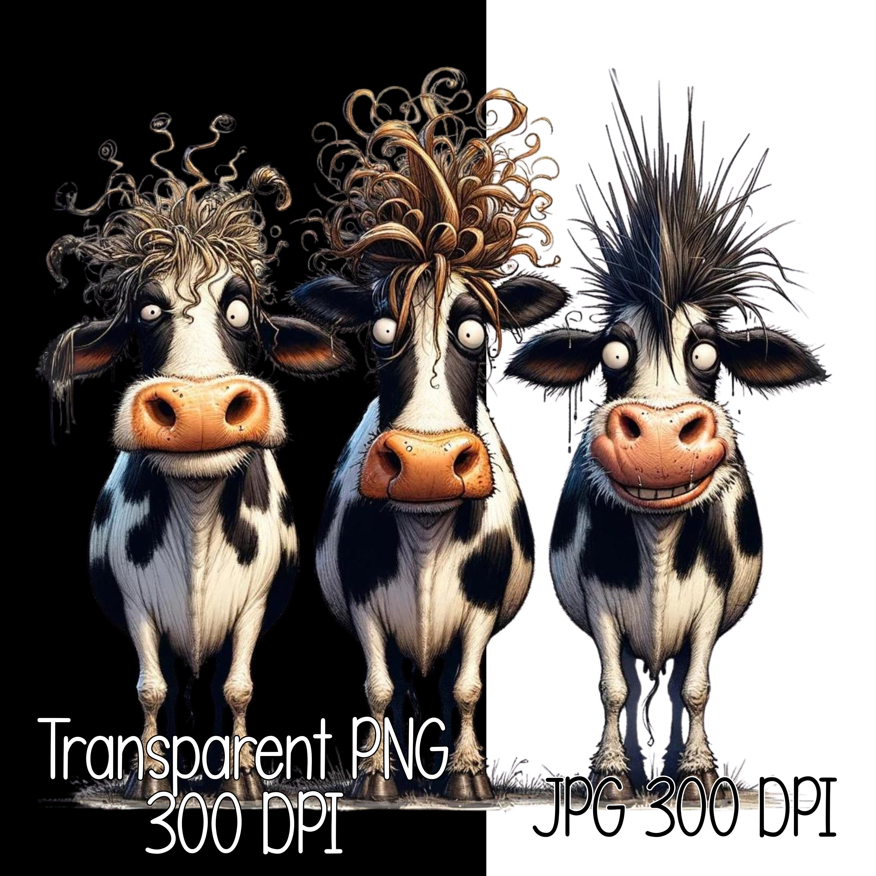 Crazy Cows Digital Download Humorous Herd Illustration Clipart ...