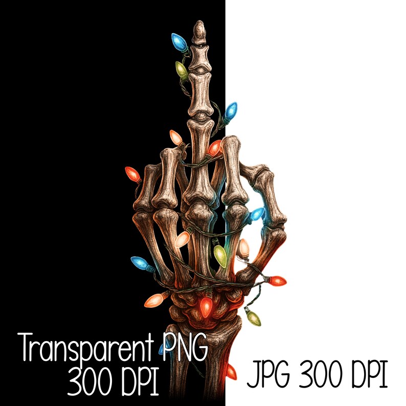 Funny Skeleton Christmas Hand PNG JPG | Xmas Decorations Holiday ...