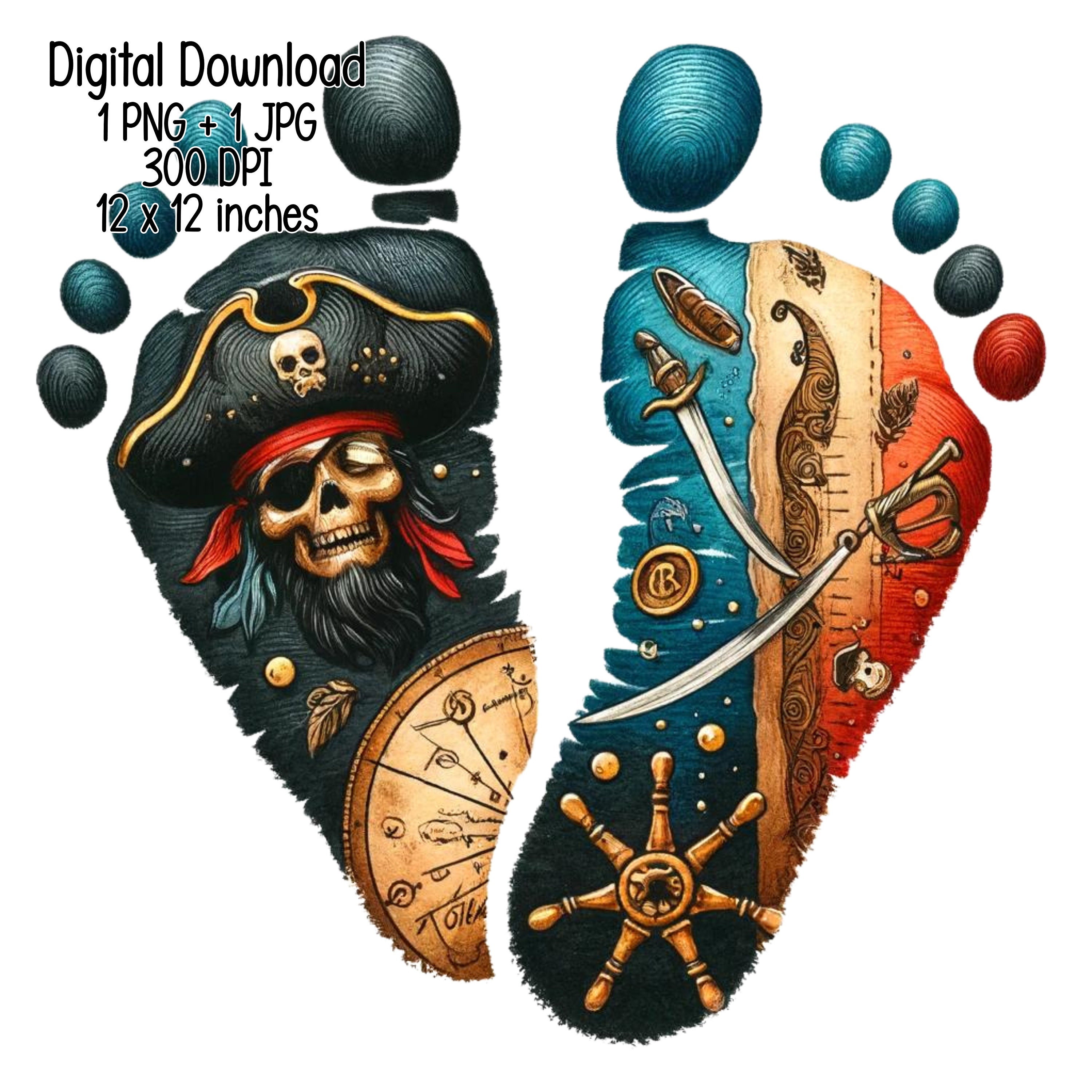 Human Footprints Pirate Themes Illustration Clipart Feet Commercial Use ...
