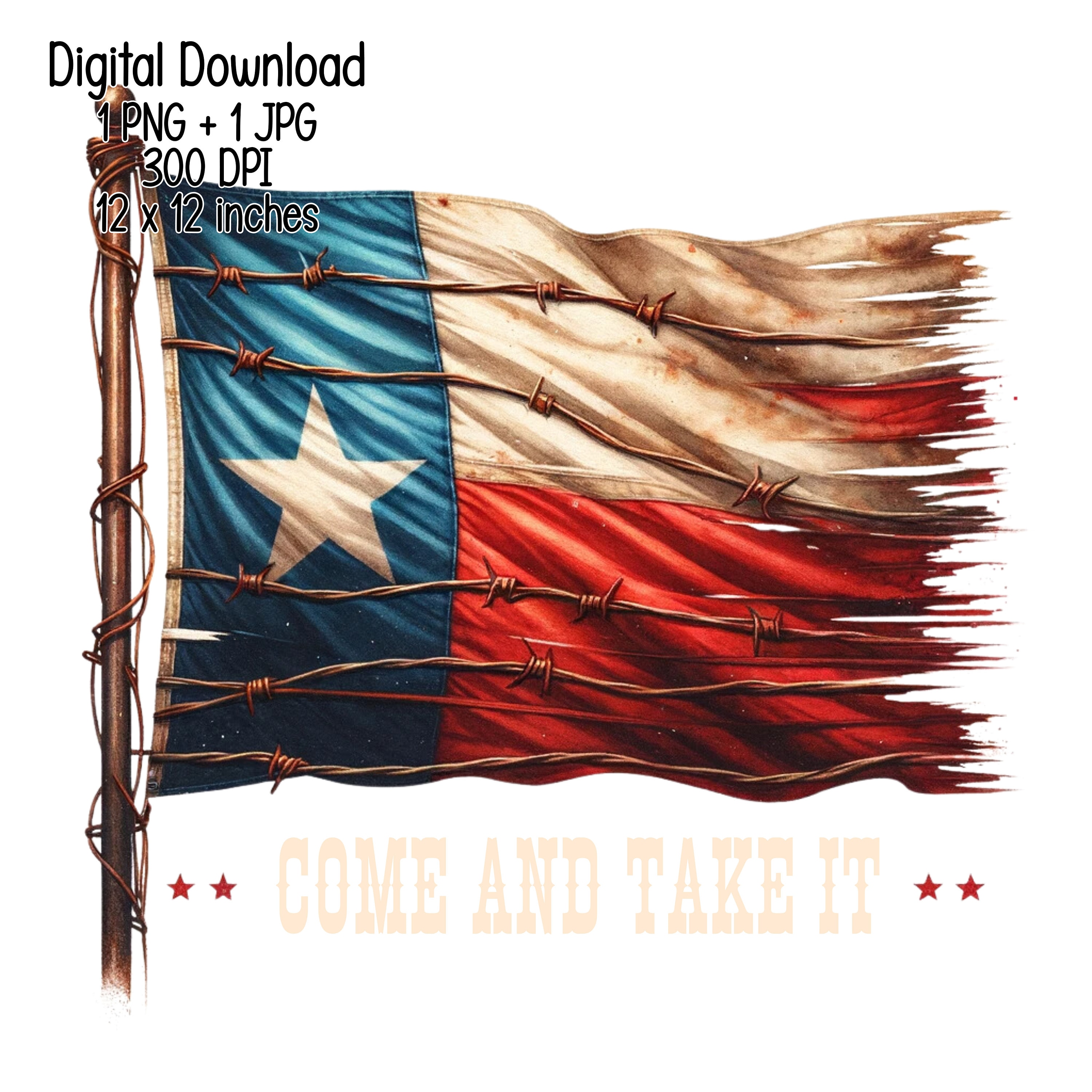 Come and Take It Texas Flag, Border Back, Digital Download ...