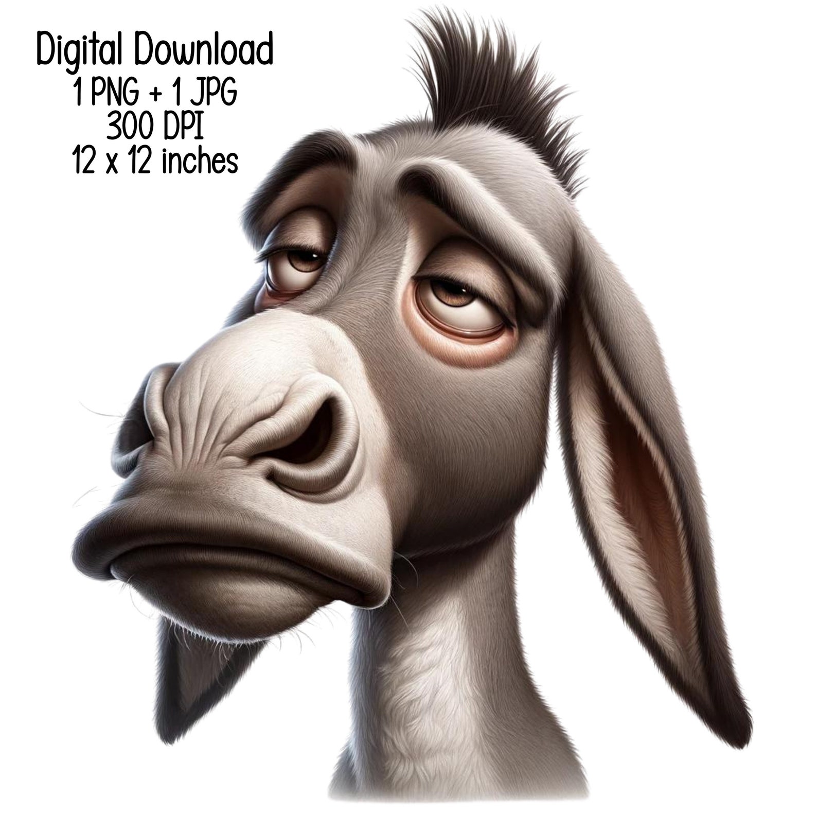 Bored Donkey Digital Download Annoyed Humorous Donkey Illustration ...
