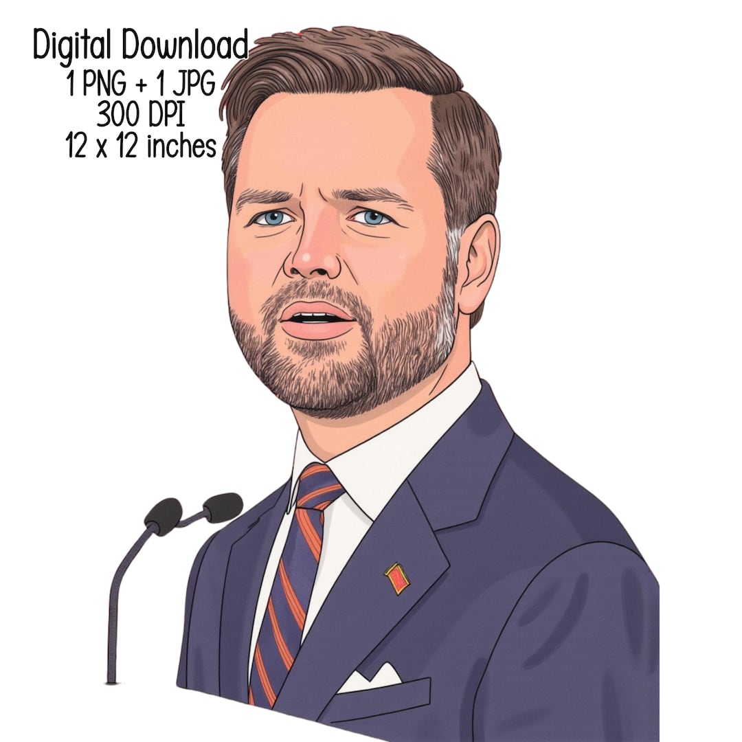 JD Vance Portrait Digital Download Clipart Illustration Commercial Use ...