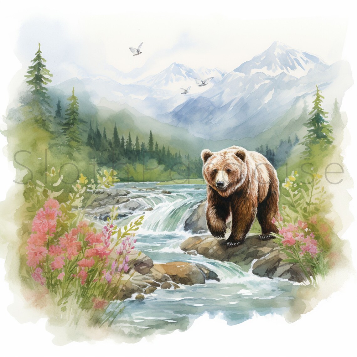 13 JPG Alaska Landscapes Watercolor Clipart Digital Download Commercial ...