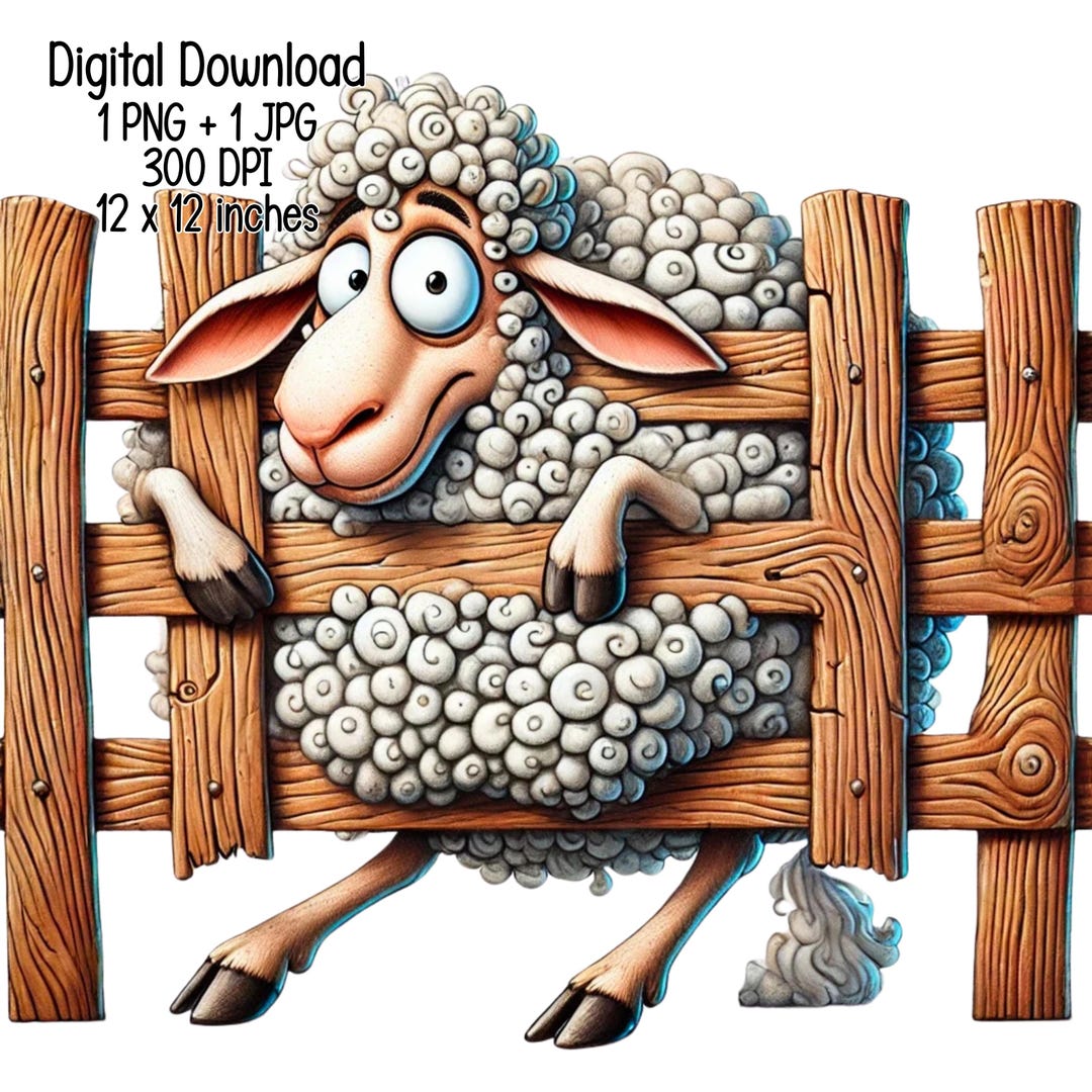 Funny Silly Sheep Illustration | Digital Download | Clipart PNG JPG - Etsy