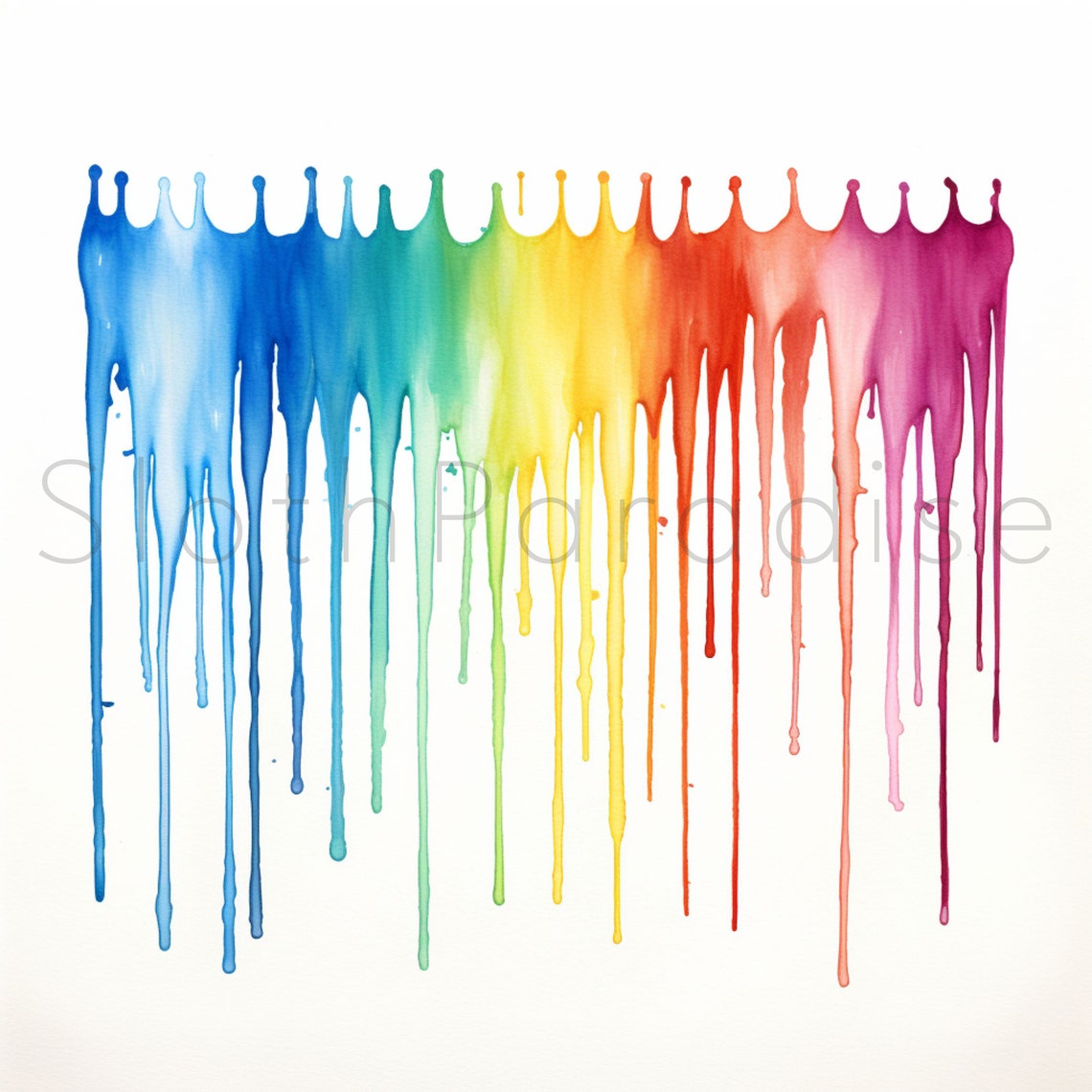 18 JPG Watercolor Rainbow Color Drips Digital Download Commercial Use ...