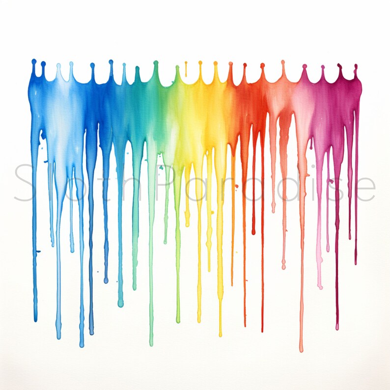 18 JPG Watercolor Rainbow Color Drips Digital Download Commercial Use ...
