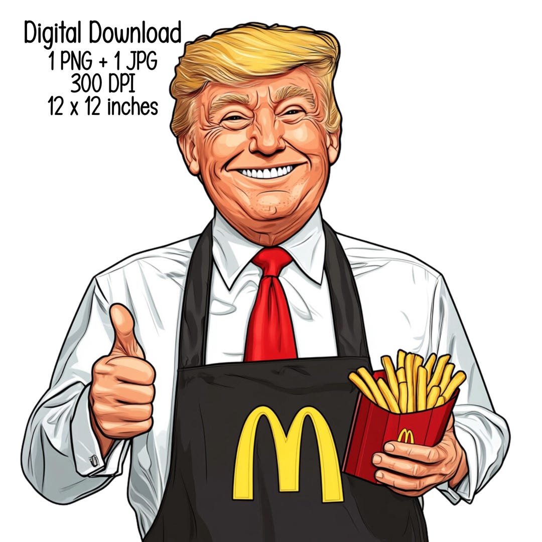 President Trump at Mcdonald's - Humorous Digital Download Illustration ...