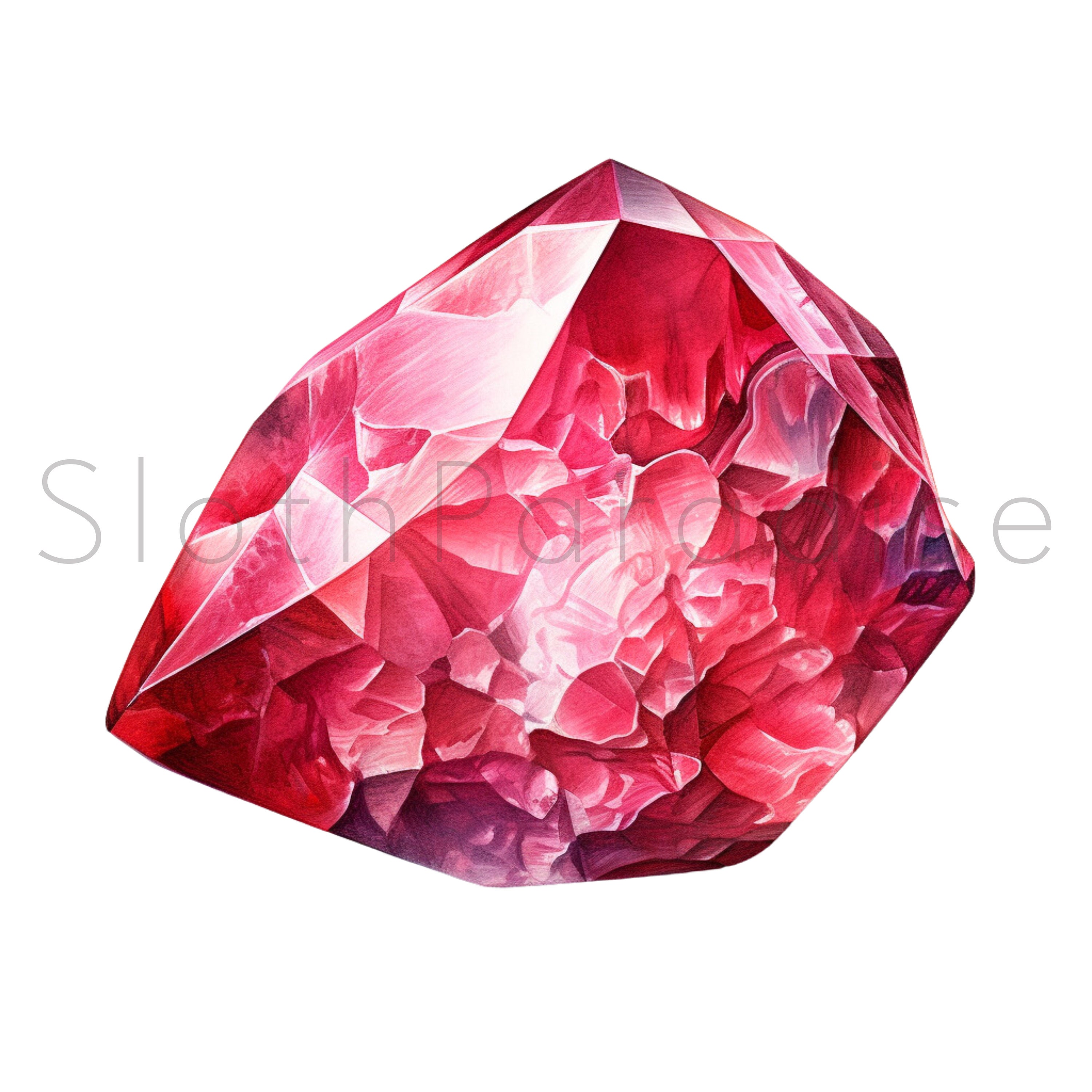 16 PNG Ruby Crystal Transparent Watercolor Clipart Digital Download ...