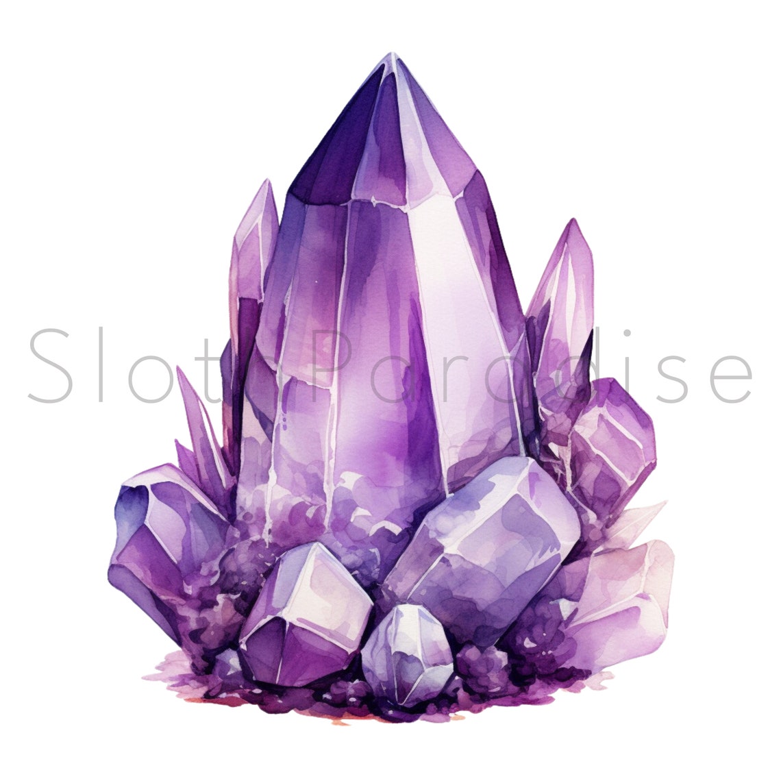 18 PNG Amethyst Crystal Transparent Watercolor Clipart Digital Download ...