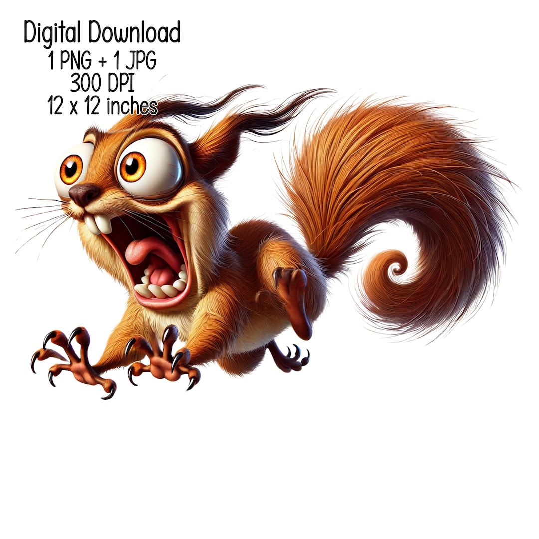 Scared Squirrel Digital Download Humorous Illustration Clipart ...