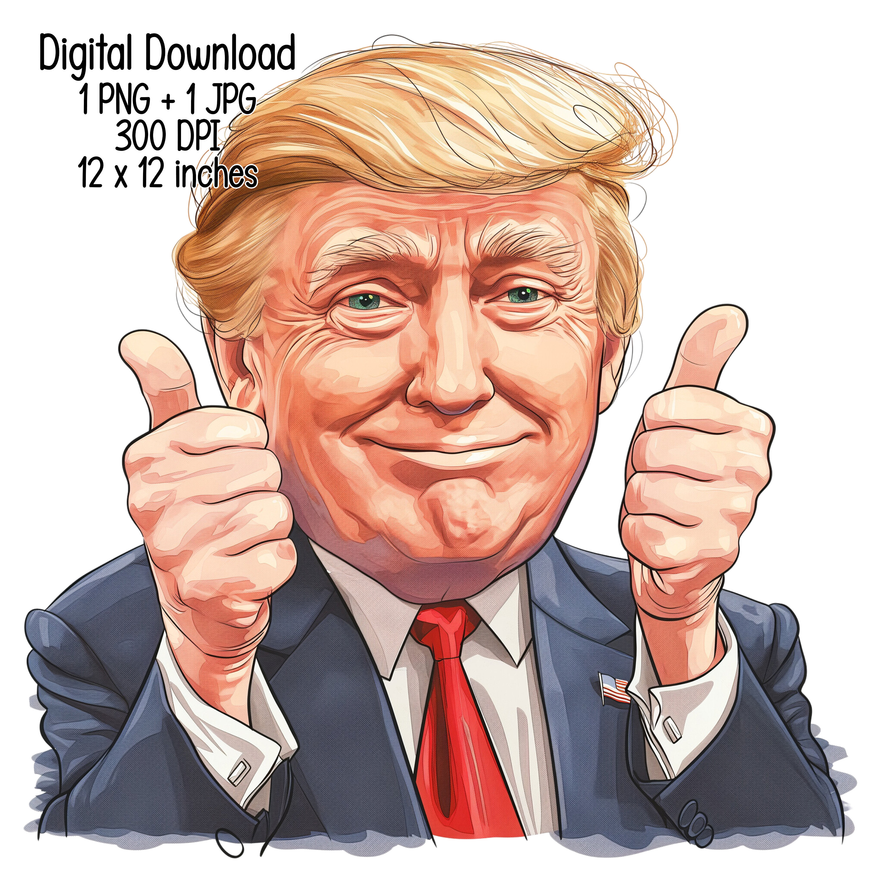 2 Humorous Trump Thumbs up Transparent Digital Download Humorous Trump ...