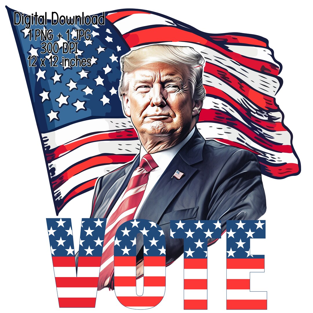 Vote Trump USA Flag, Trump 2024 T-shirt Design Watercolor Clipart ...