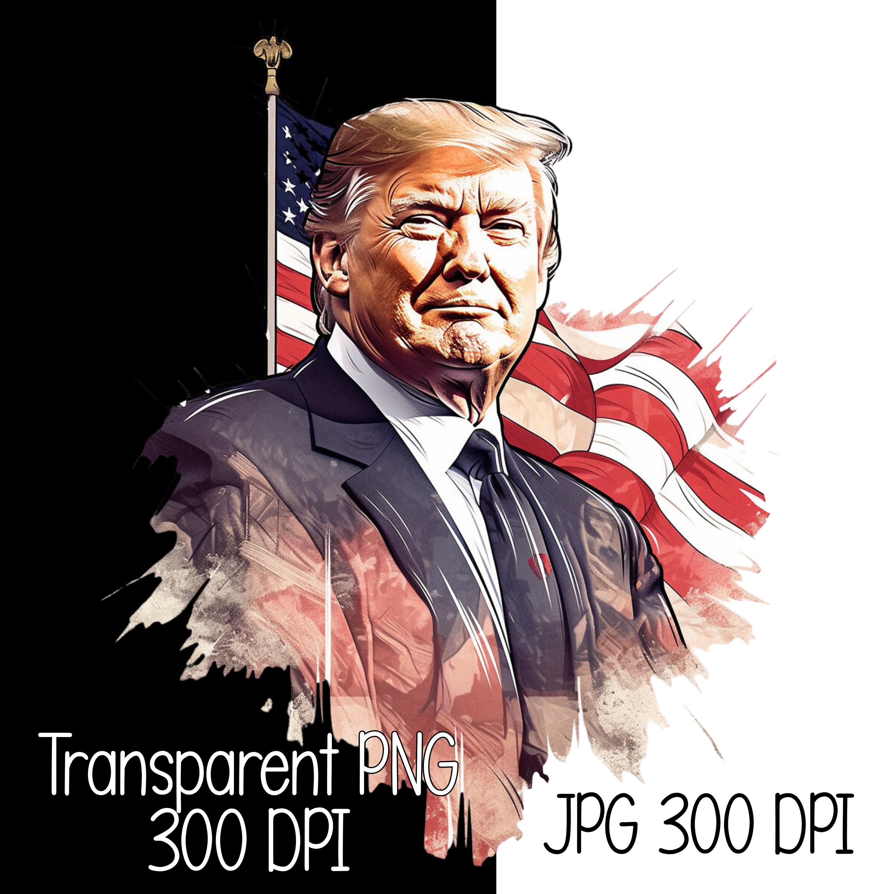 Trump Digital Download Clipart Illustration Patriotic Trump USA Flag T ...