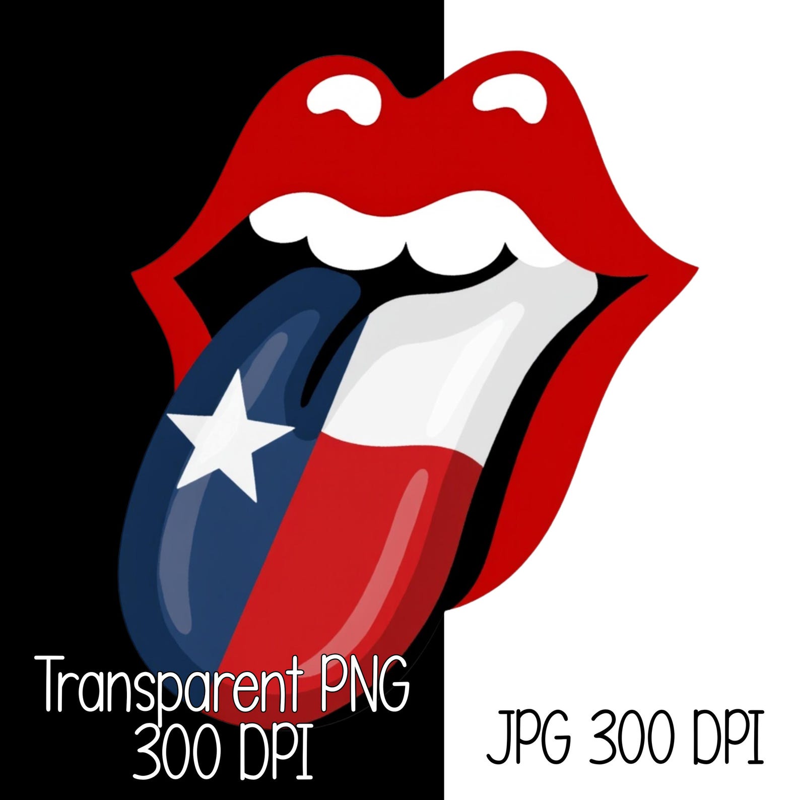 Texas Flag Lips PNG, Western Sublimation Tongue Graphic, Patriotic ...